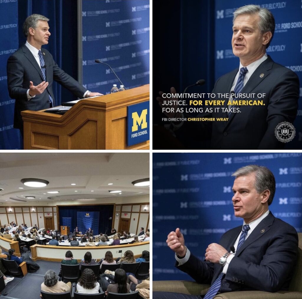 Today, #FBI Director Christopher Wray spoke to University of Michigan ...